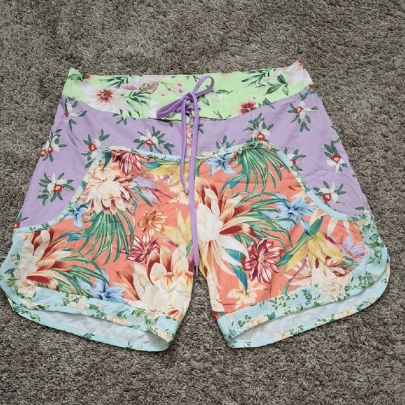 FARM Rio | Shorts | Farm Rio Tropical Floral Lace Up Board Shorts Swim ...